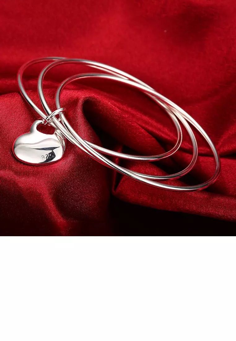 Buy Mooclife 925 Silver Plated Elegant Heart Bangle 2025 Online | ZALORA Philippines