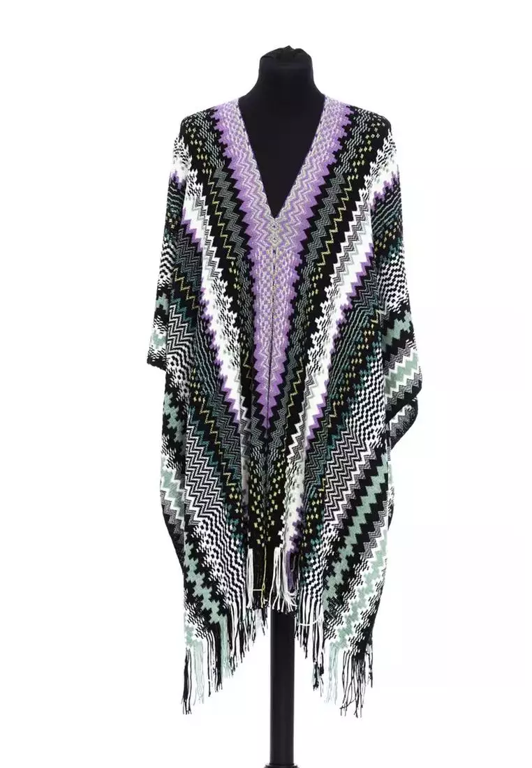 Buy Missoni Fringed Poncho with Geometric Patterns 2025 Online | ZALORA
