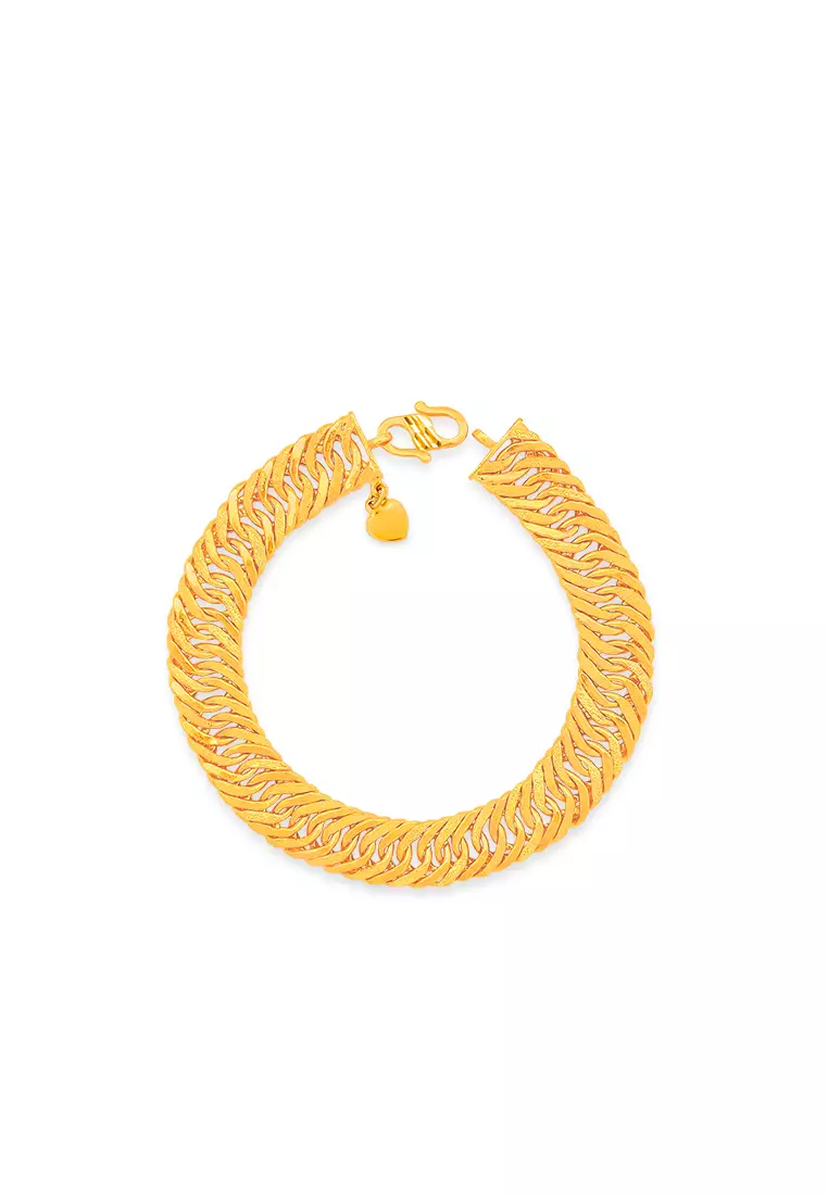 Buy MJ Jewellery 916/22K Gold Hollow Double Centipede Chain Bracelet T025 (1.30CM) 2025 Online ...