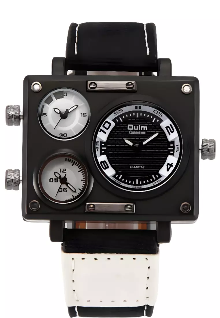 Buy OPCHIC Men's Multi-time Zone Square Large Dial Quartz Watch Online ...