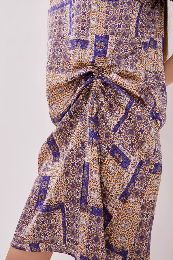 Jual Minimal MINIMAL - Malika - Dress Serut Motif Tenun Bunga - Navy ...