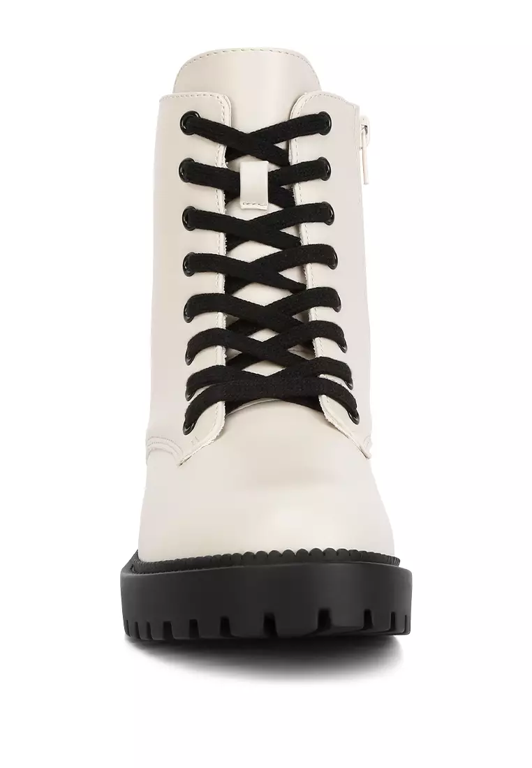 Buy London Rag Ecru Faux Leather Lace Up Boots Online | ZALORA Malaysia