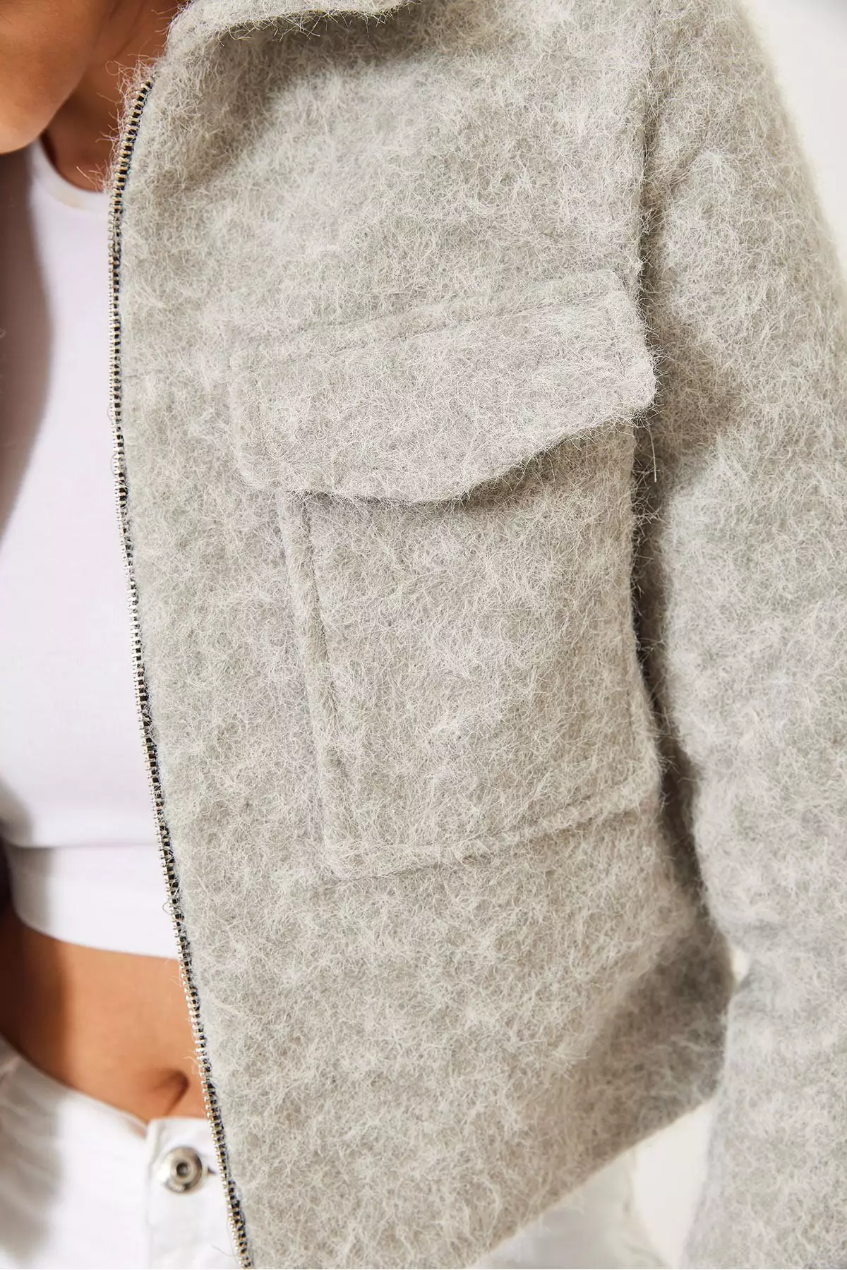 Buy Bianco Lucci Women's Zippered Double Pocket Stamp Jacket 60261122 ...