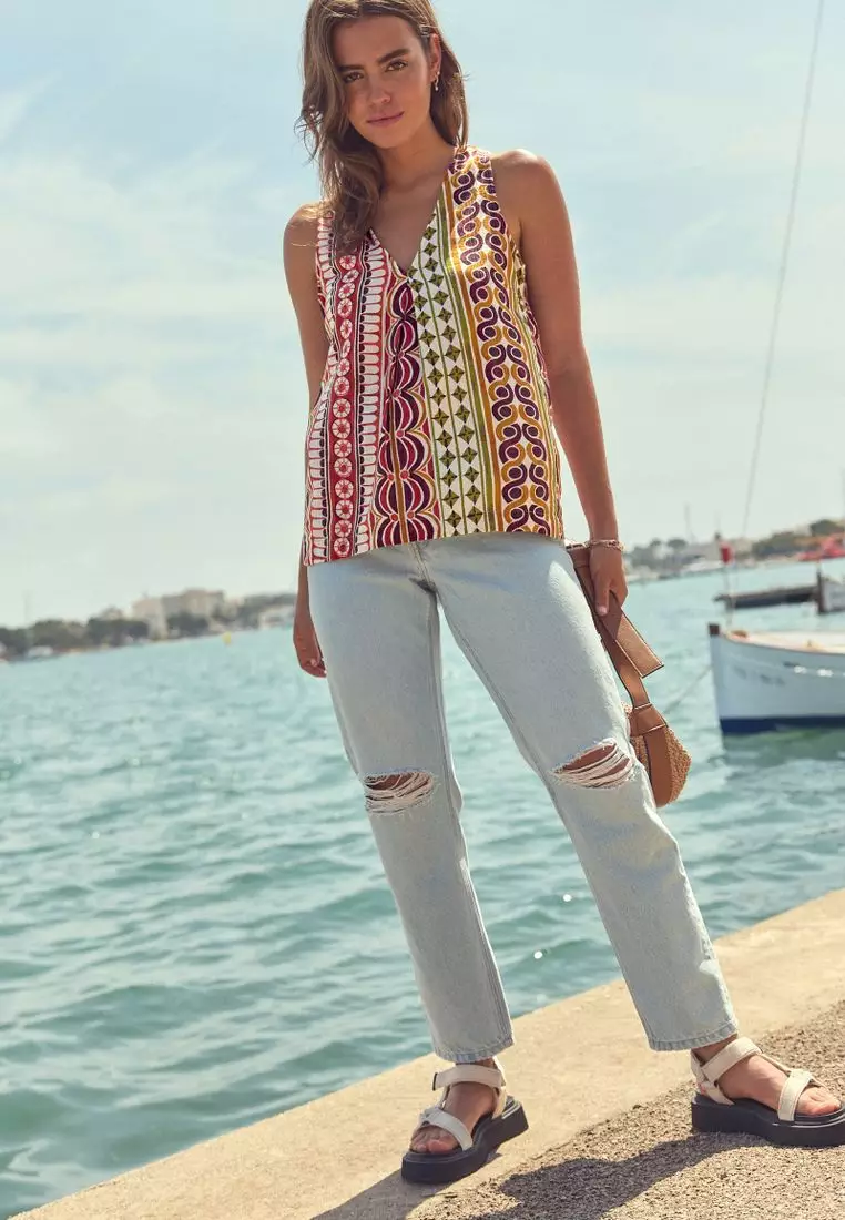 Buy NEXT Linen Blend V-Neck Summer Top Online | ZALORA Malaysia