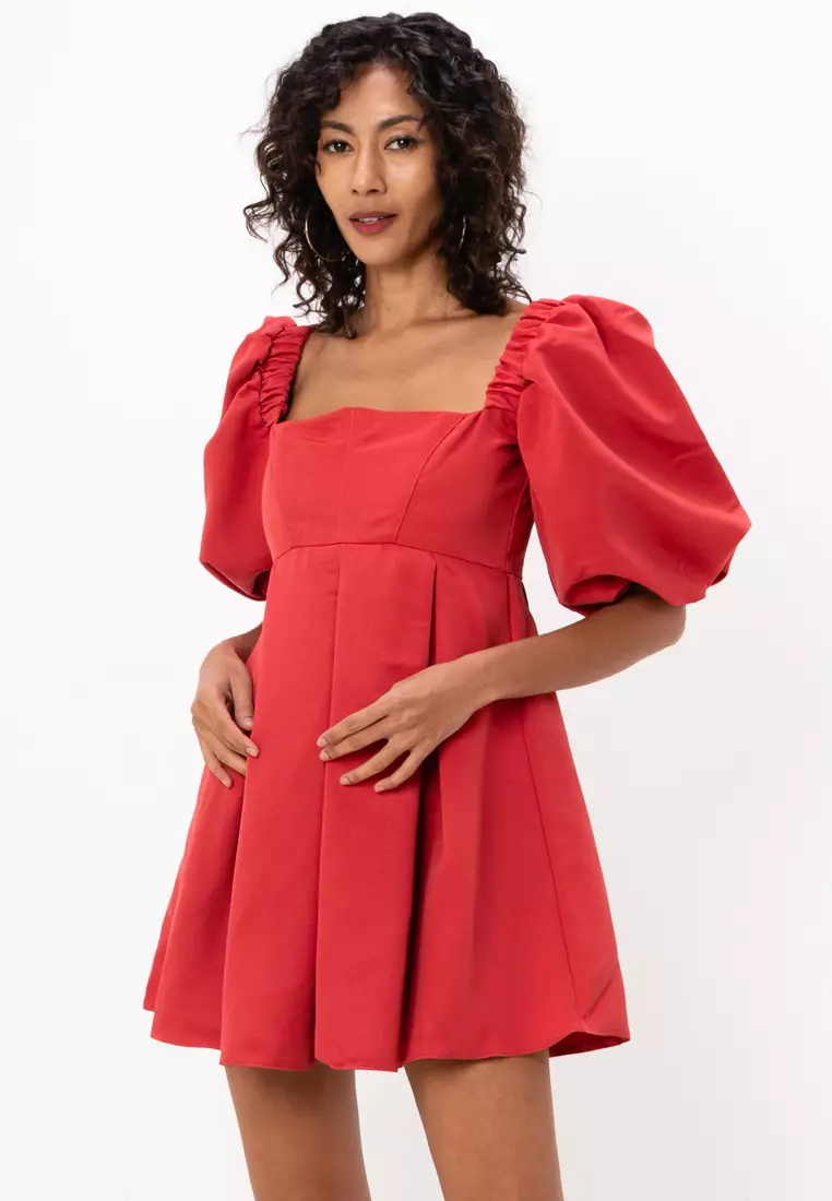 Buy ASOS Design Structured Prom Mini Dress With Curved Neckline Detail ...