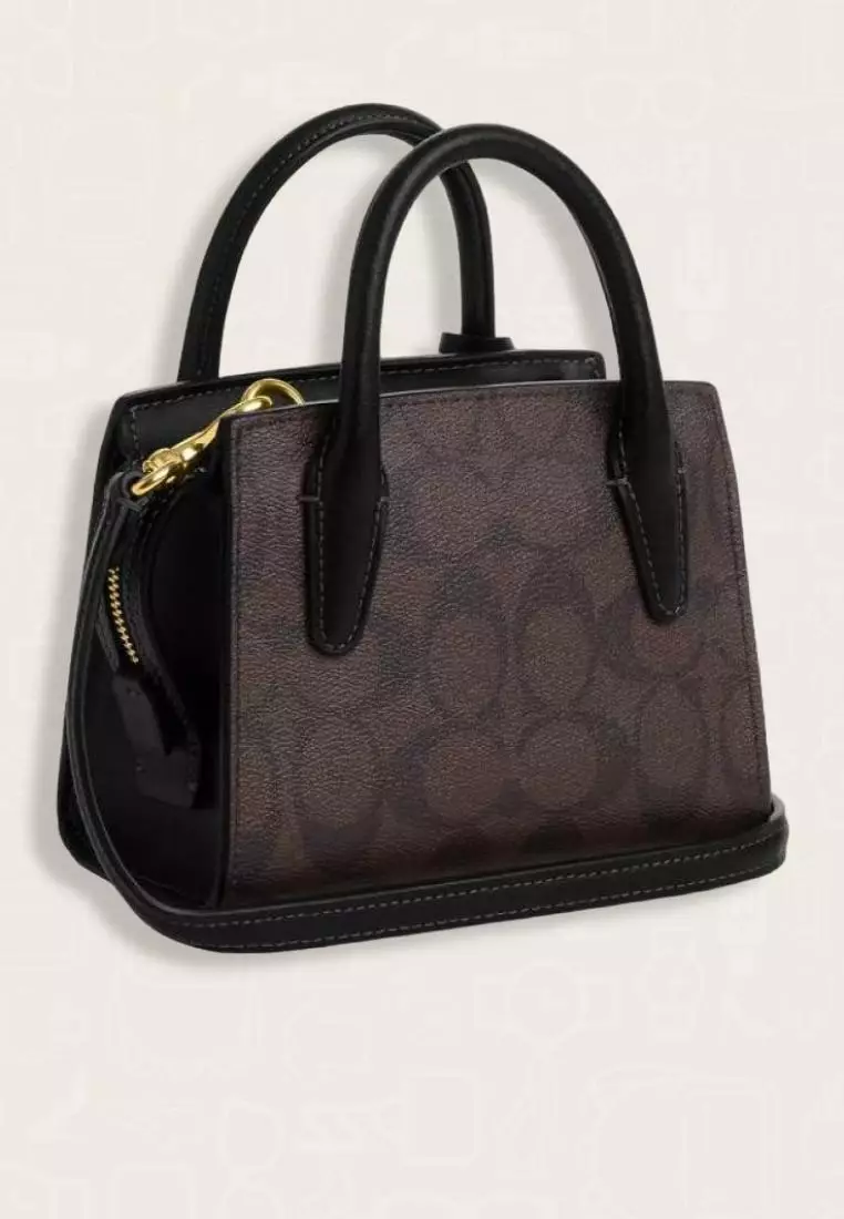 Jual Coach Coach Andrea Mini Carryall In Signature Canvas Brown Black ...