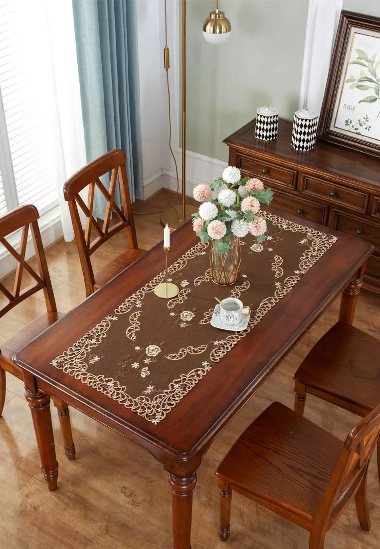 Buy RamsHomeDecor Embroidered Lace / Runner Coffee Table/ Runner For 4 ...
