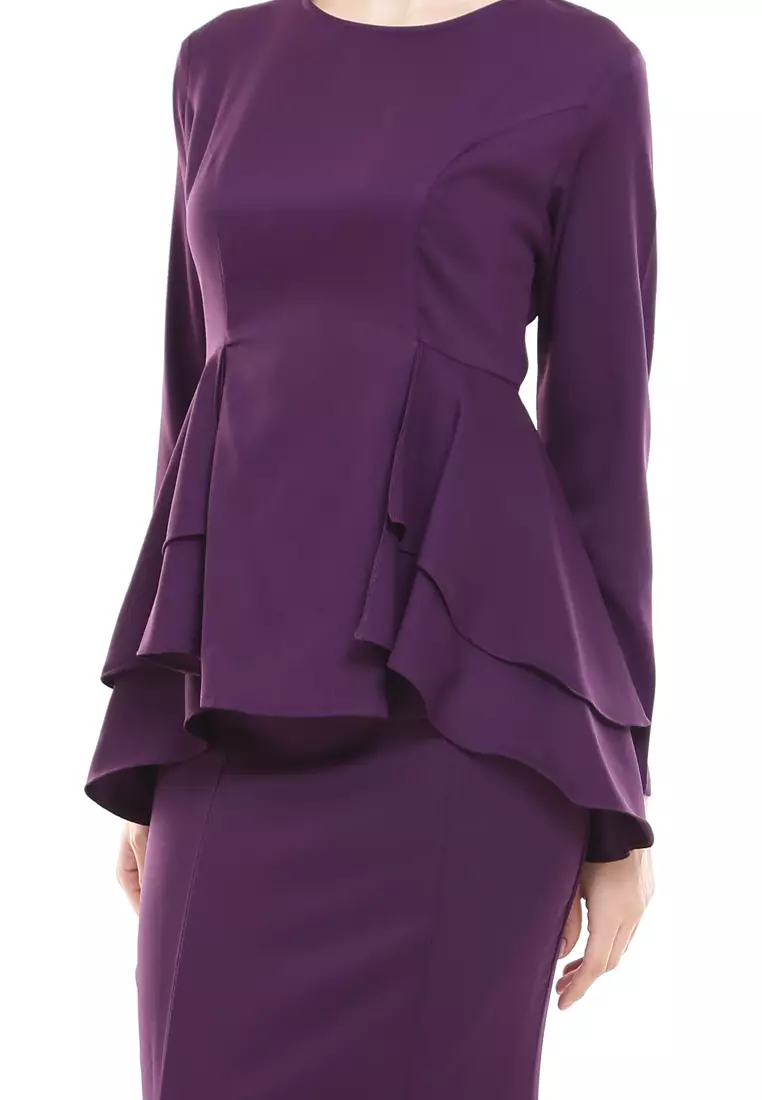 Buy Rina Nichie Couture Lora Peplum in Dark Purple Online | ZALORA Malaysia