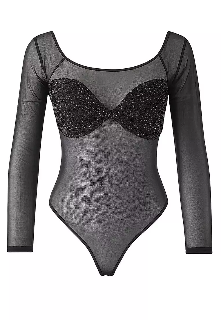 Buy Trendyol Stones Detail Tulle Bodysuit 2026 Online | ZALORA