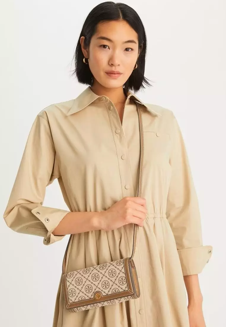 Jual TORY BURCH Tory Burch T Monogram Wallet Crossbody Hazelnut Original 2024 | ZALORA Indonesia