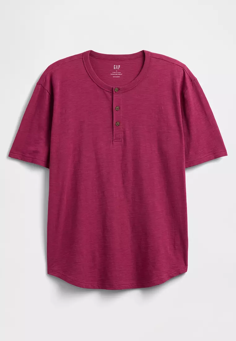 Jual Gap Lived-In Curved Hem Henley Tee Original 2025 | ZALORA Indonesia