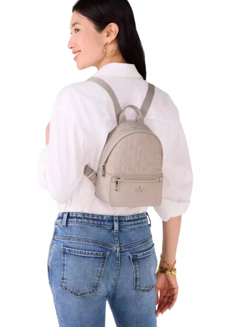 Buy Kate Spade Kate Spade Spade Flower Quilted Nylon Small Backpack In Cozy Grey KK158 2025 ...