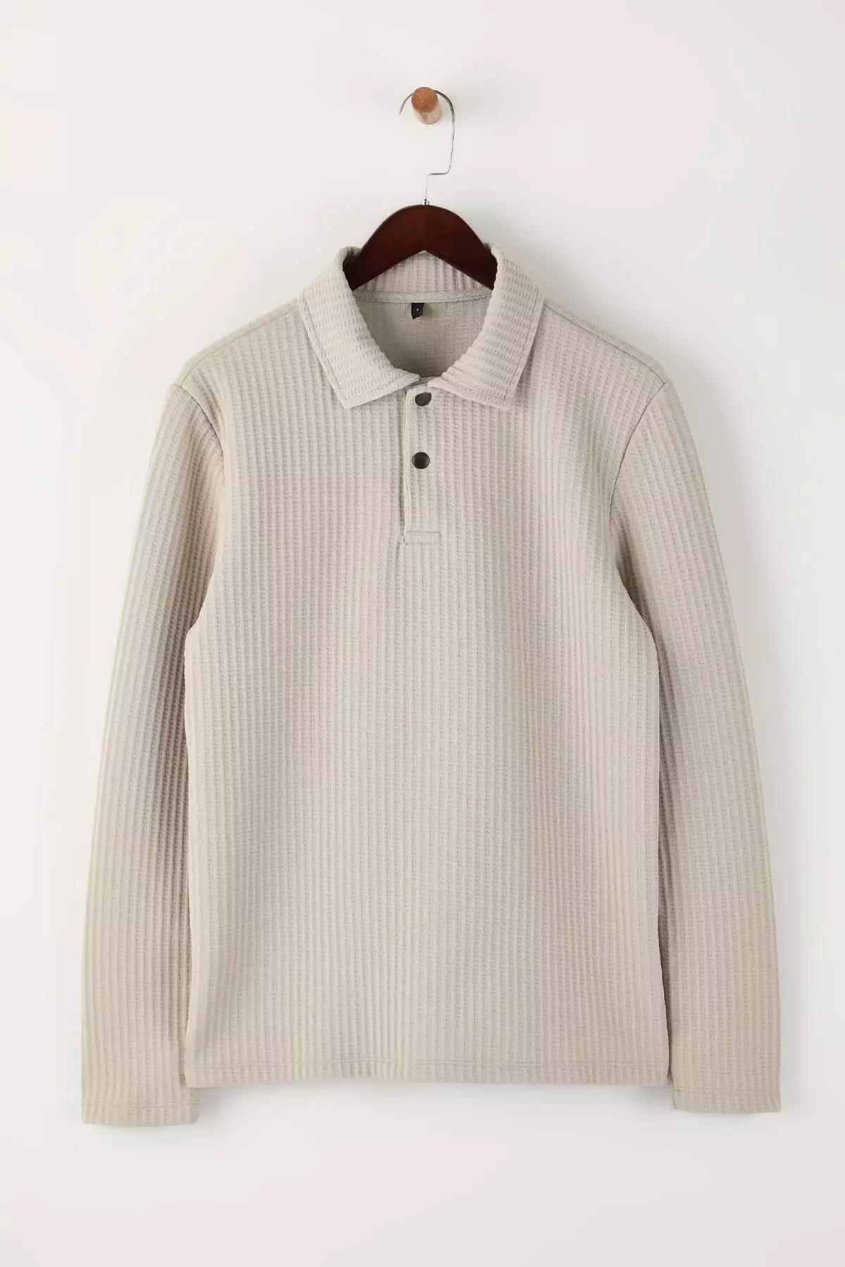 Buy Trendyol Stone Relaxed Cut Waffle Textured Polo Neck Sweatshirt ...