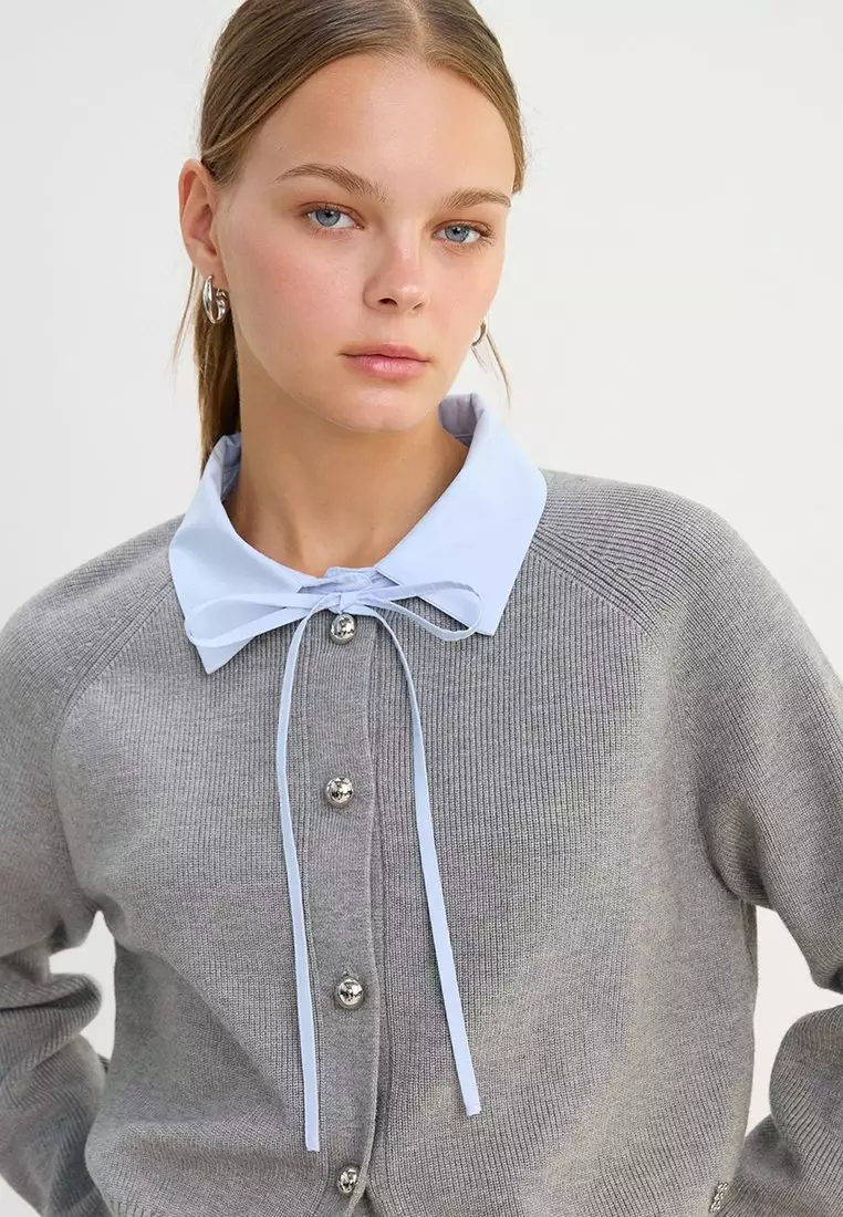 Buy Pomelo Button Front Cardigan - Dark Grey 2026 Online | ZALORA