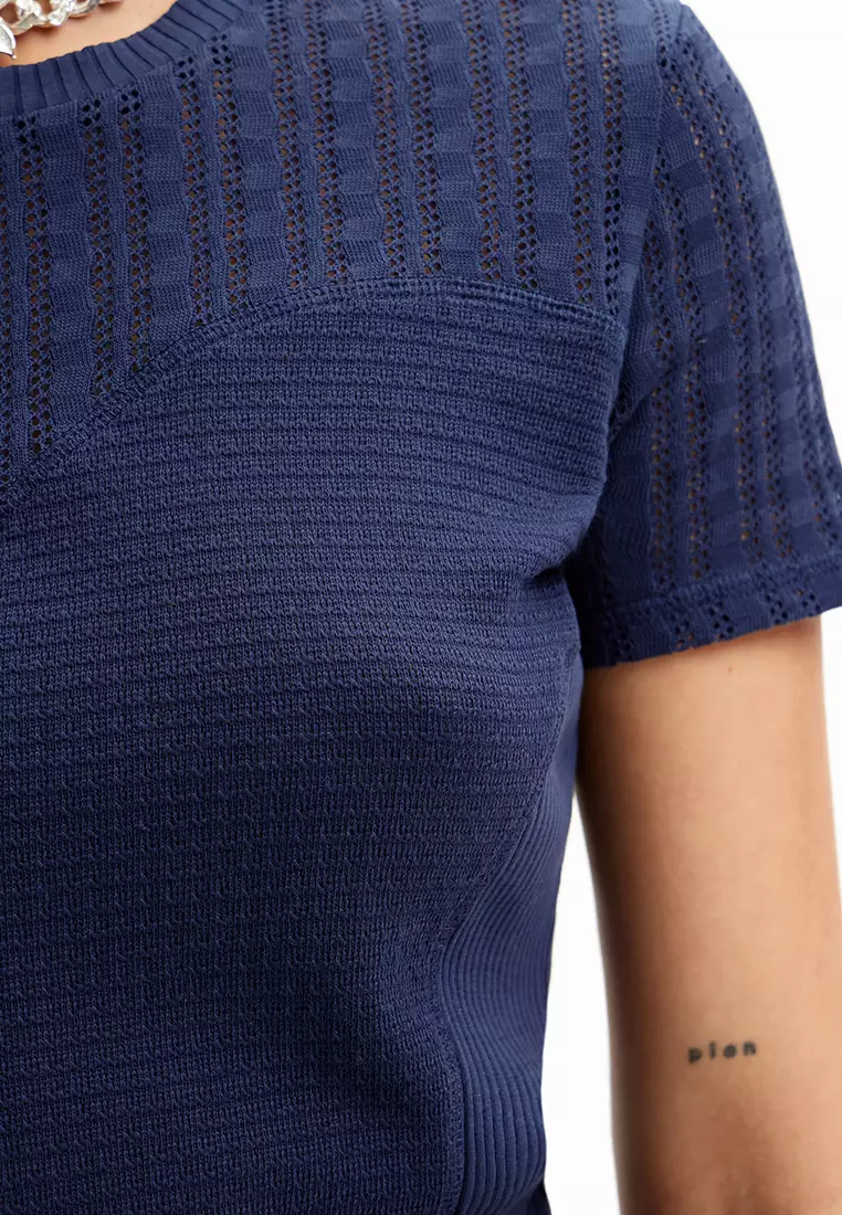 Desigual Desigual Woman Patchwork openwork T-shirt. 2025 | Buy Desigual ...