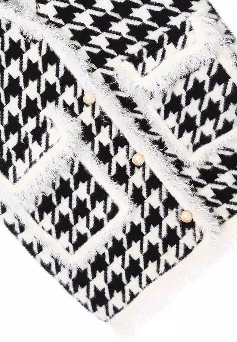 Buy iROO Houndstooth Pattern Vest 2026 Online | ZALORA