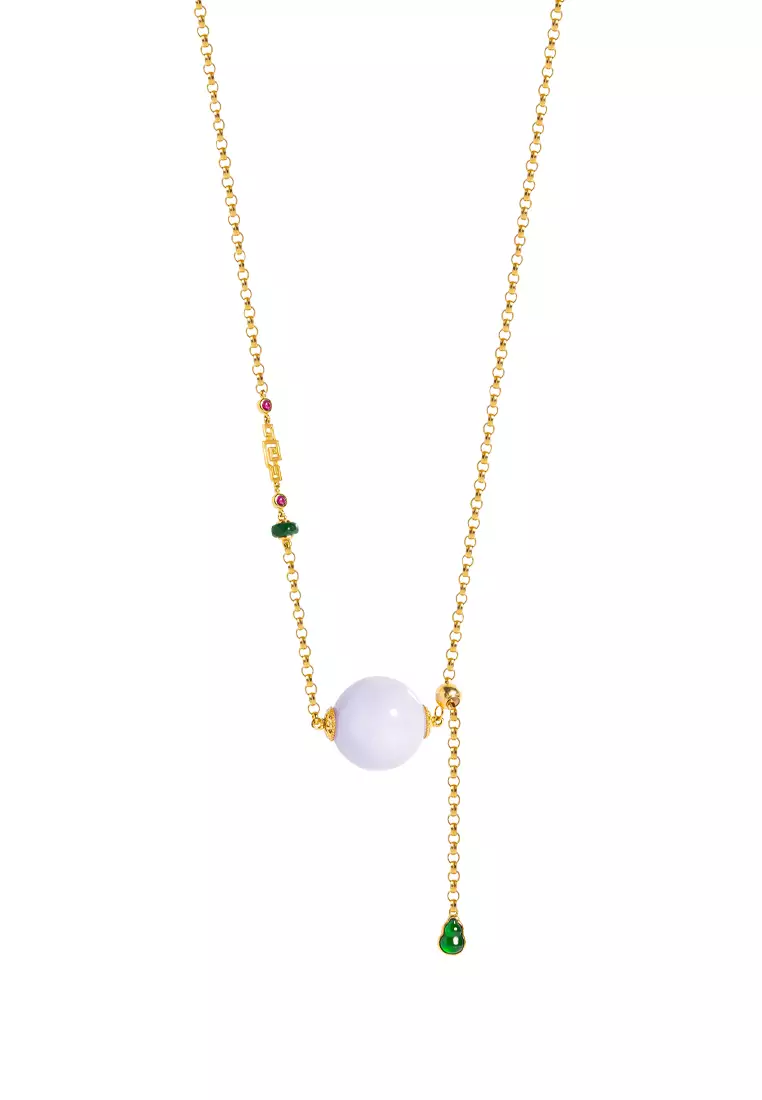Buy TOMEI TOMEI Auspicious Barrel Purple Jade Necklace, Yellow Gold 750 ...