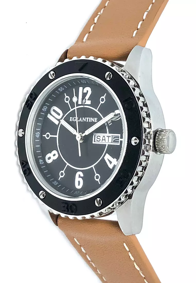 Buy EGLANTINE Vanessa Ladies Steel Quartz Watch Black Dial on Light ...