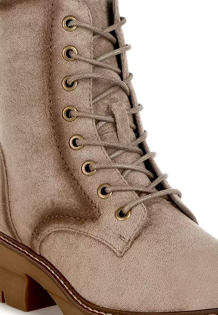 Buy London Rag Lace Up High Ankle Boots in Taupe Online | ZALORA Malaysia
