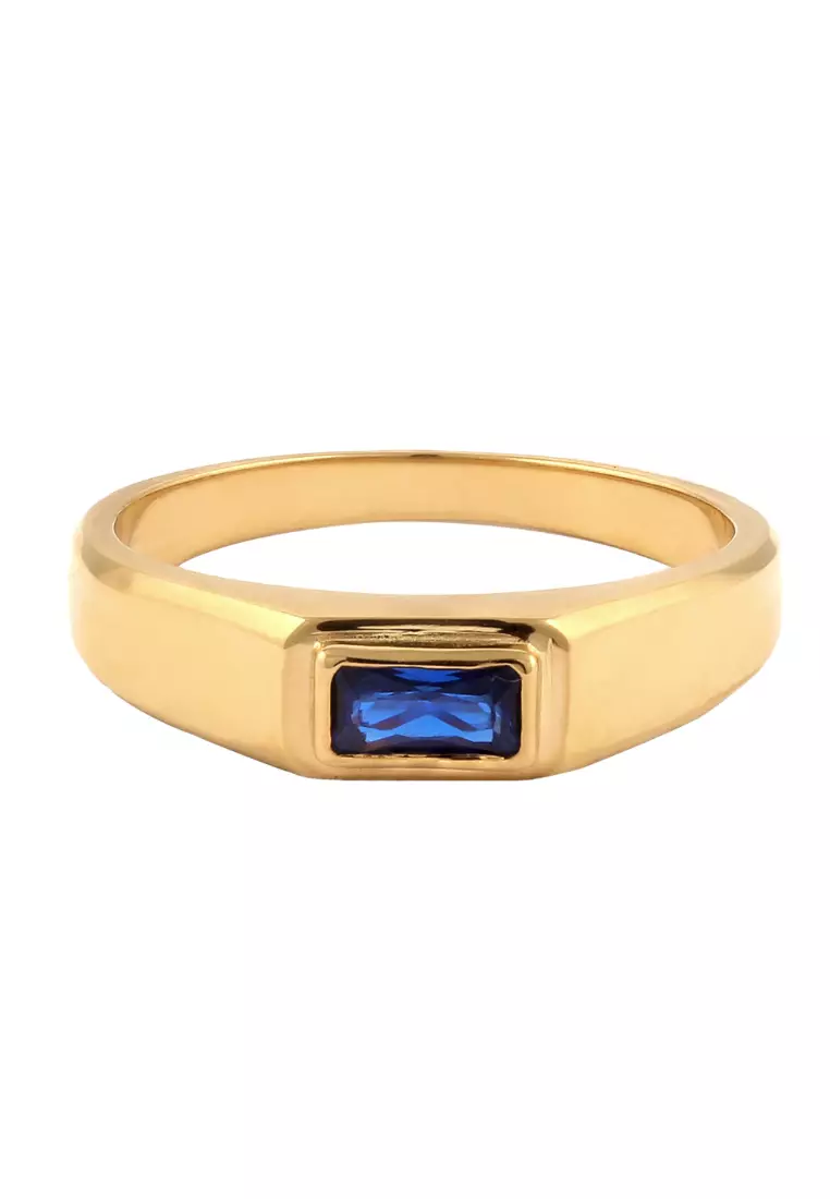 Buy Kuzzoi Men's Silver Sapphire Signet Ring – Gold-Plated 2026 Online ...