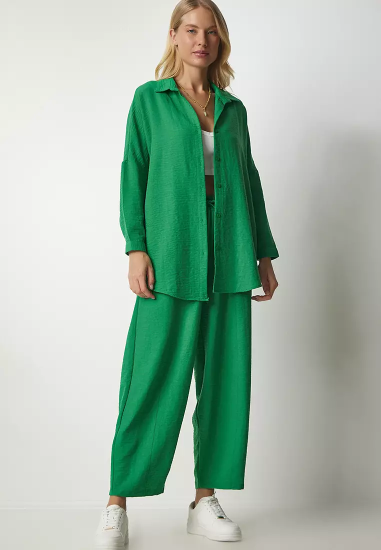 Buy Happiness Istanbul Linen Shirt & Salwar Pant Set Online | ZALORA ...