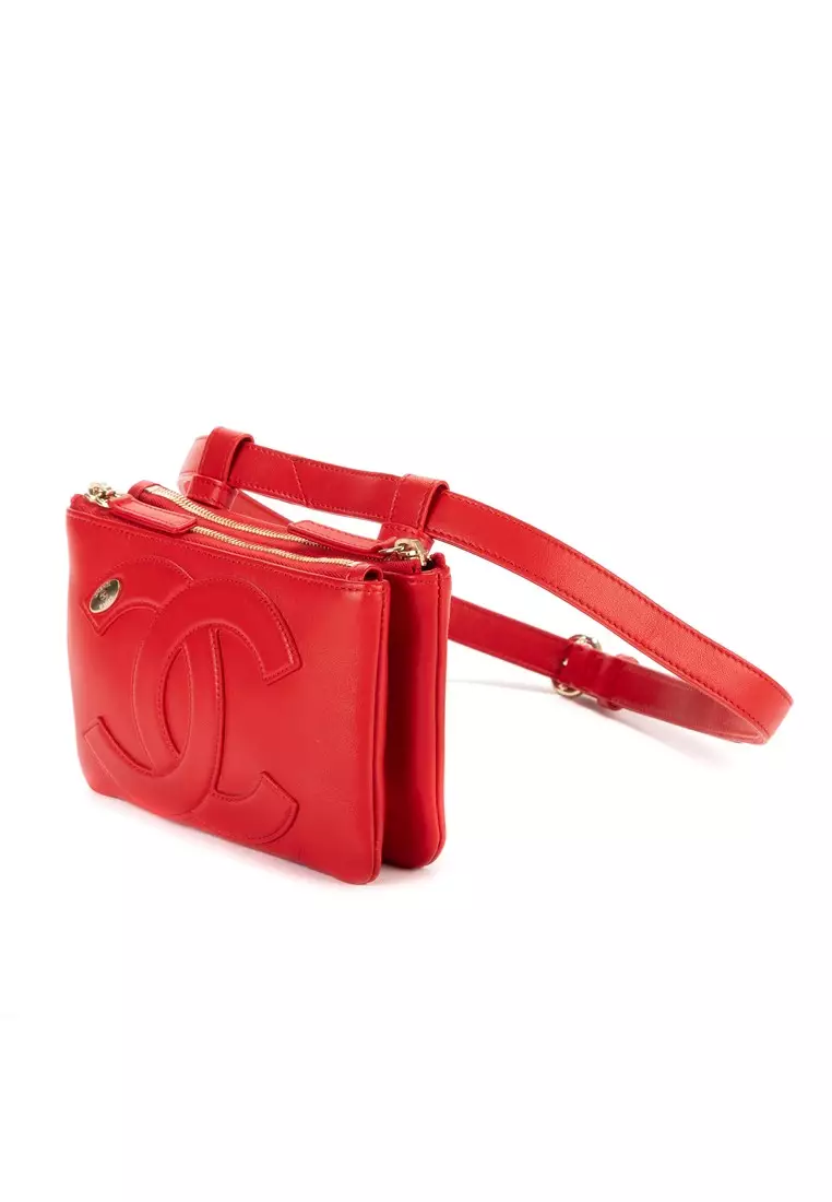 Buy Chanel Pre-Loved CC Mania Double Zip Wrist Pouch Online | ZALORA ...