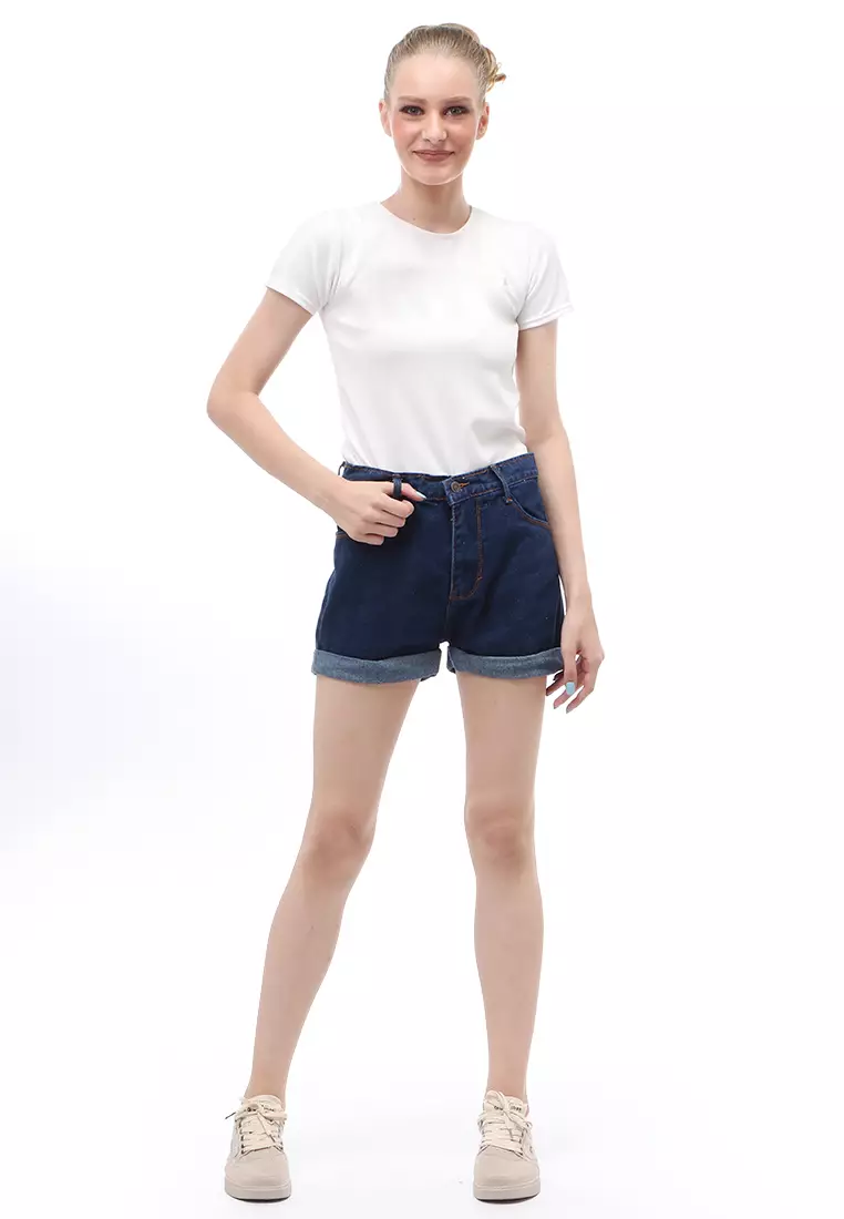 Jual Evernoon Radmila Hot Pants Wanita Aksen Lipat Regular Fit - Biru Tua Original 2025 | ZALORA ...