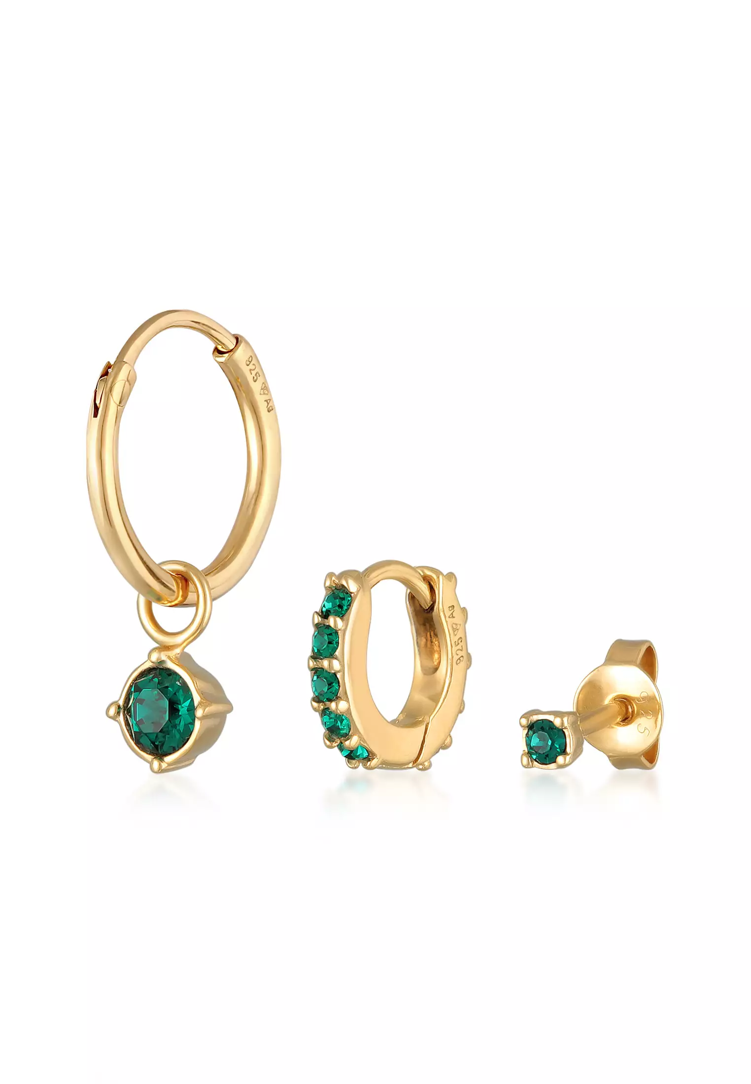 Buy ELLI GERMANY Swarovski® Green Crystal Earring Set – Gold-Plated ...