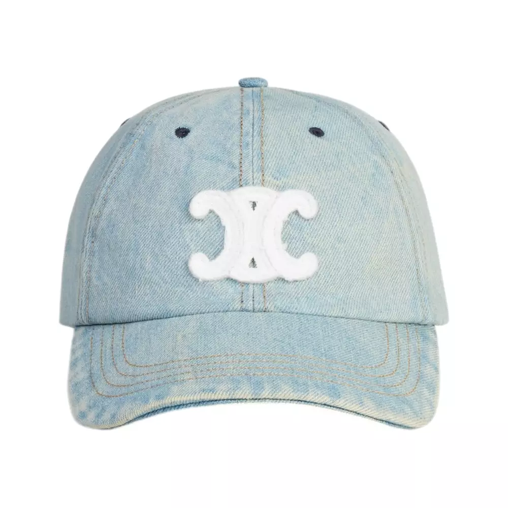 Jual Celine Triomphe Cap in Cotton Denim Westside Wash Destroyed ...