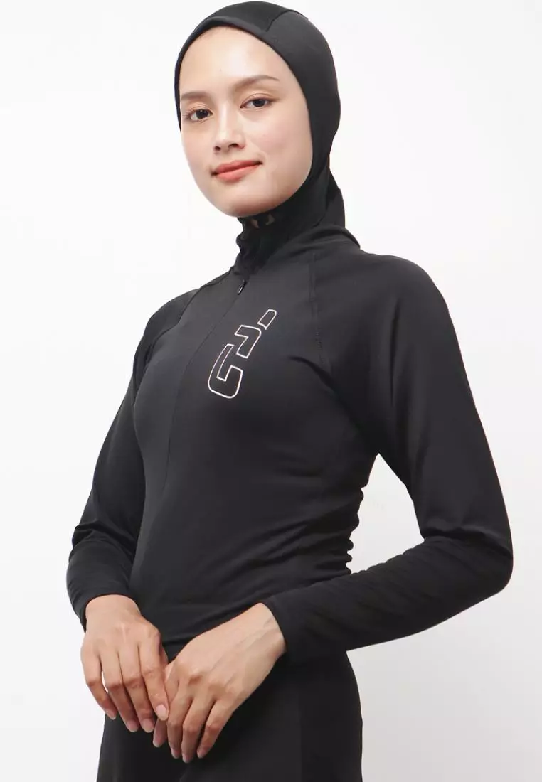 Jual TD Active Td Active LSA22 Set Baju Renang Set Hijab Muslim Hijab Atasan Legging Hitam ...