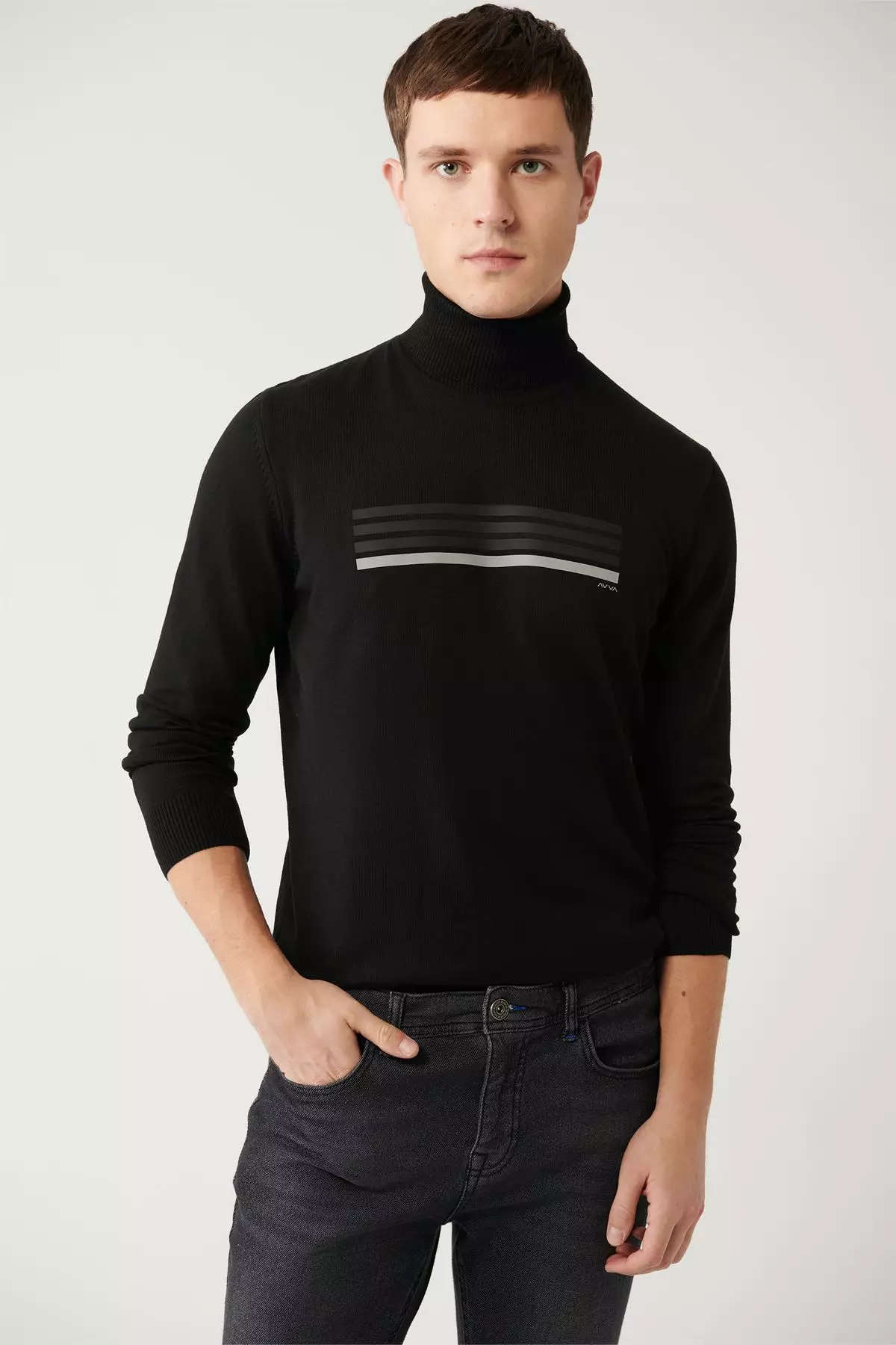 Buy Avva Men's Black Turtleneck Cotton Knitwear Sweater A32Y5144 Online ...