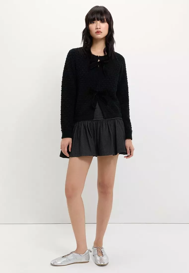 Buy Pomelo Ribbon Cardigan - Black 2025 Online | ZALORA