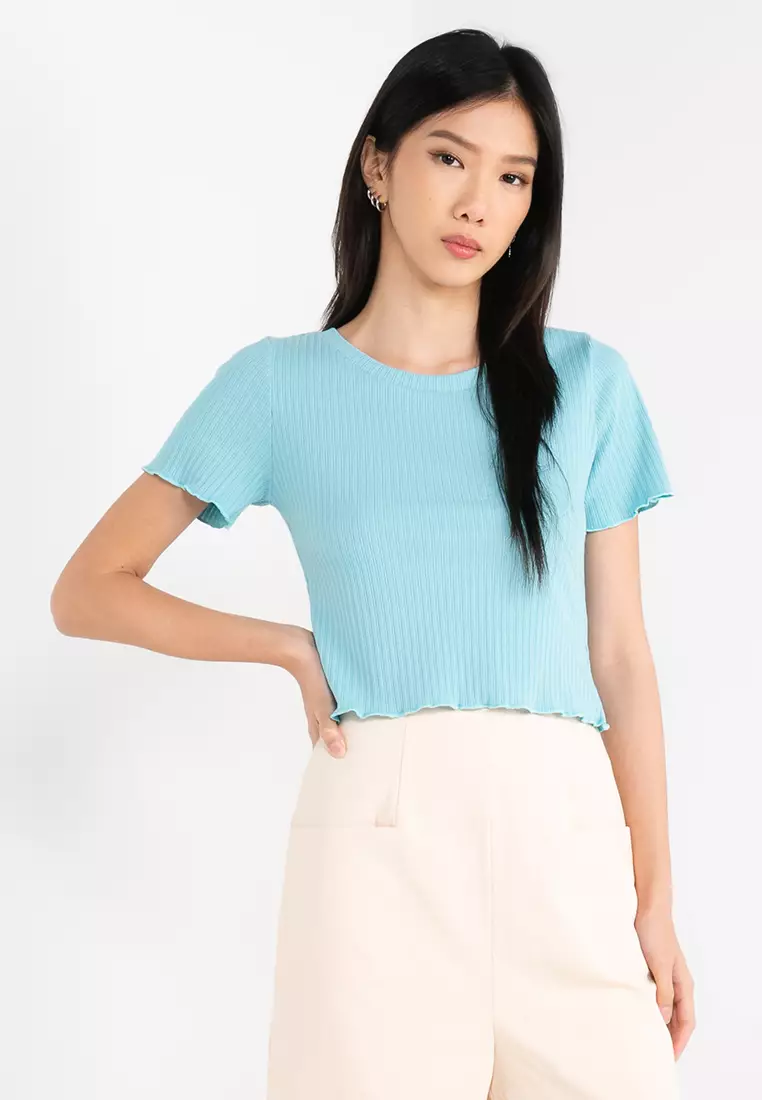 Buy Heather Back Ribbon Open Cut And Sew T-Shirt 2025 Online | ZALORA