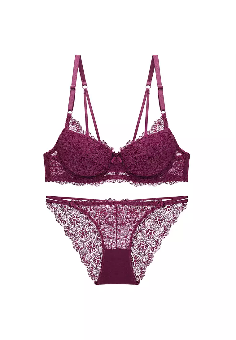 Buy ZITIQUE Women's European Style Sexy Lace-trimmed Lingerie Set (Bra ...