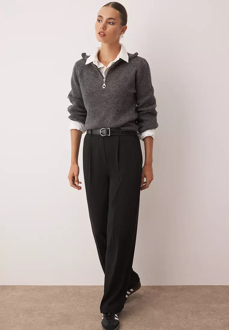 網上選購 Trendyol Black Palazzo/Extra Wide Leg Woven Fabric Trousers 2025 ...