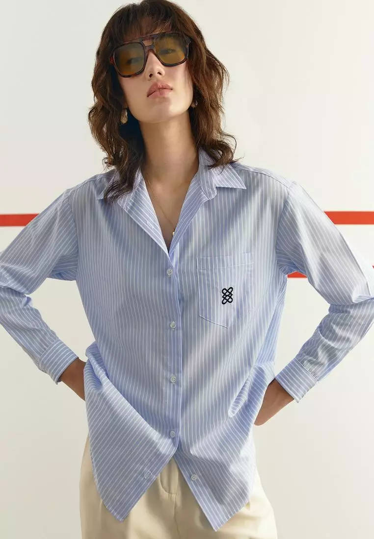 Buy Pomelo Collared Stripes Shirt 2025 Online | ZALORA Philippines