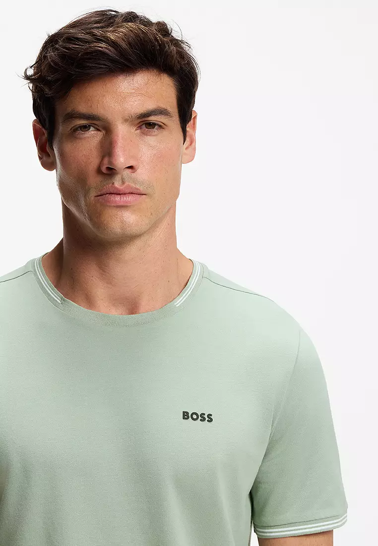 Buy BOSS Stripes & Logo T-Shirt - BOSS Green 2026 Online | ZALORA