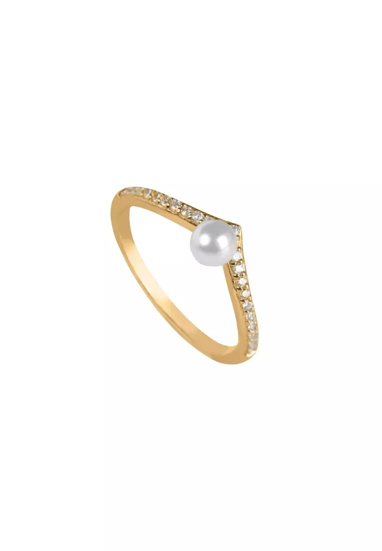 Buy Foundry Vermeil Pearl Wishbone Ring 2025 Online | ZALORA Philippines