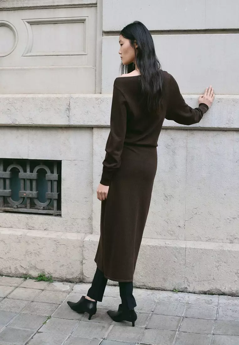 Buy Mango Fine-Knit Flared Dress 2026 Online | ZALORA