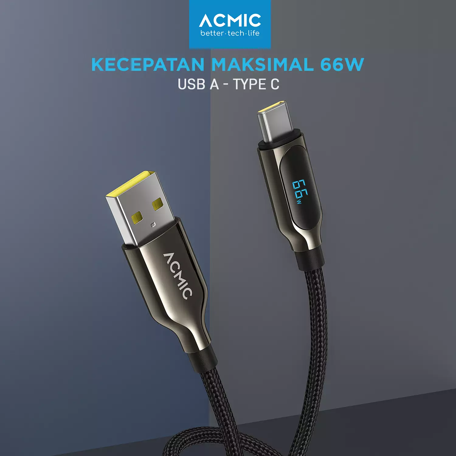 Jual ACMIC ACMIC DIGILINE Kabel Data USB-A to USB-C Fast Charging 66W ...