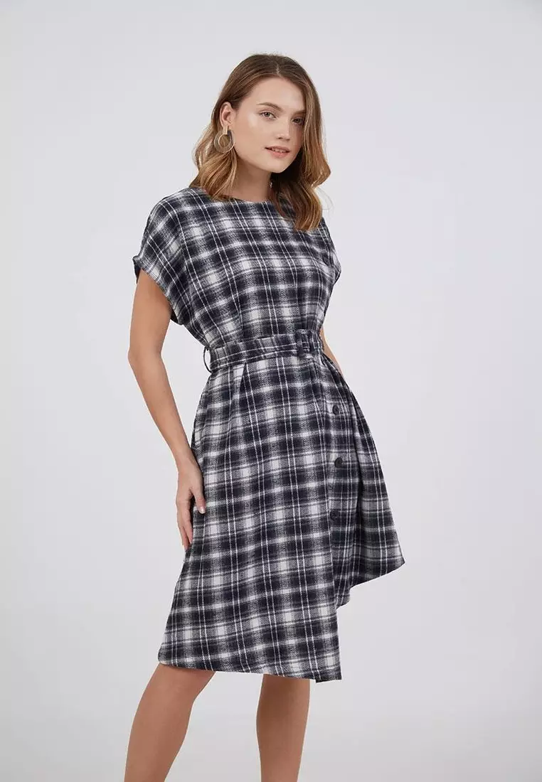 Jual Berrybenka Label Gaia Assymetric Plaid Dress Multi Color Original ...