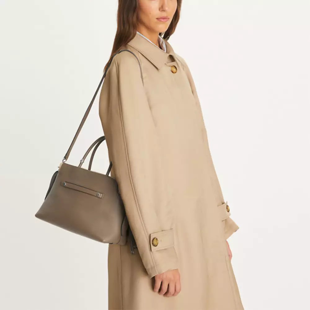 Jual Tory Burch Mercer Pebbled Satchel Wild Mushroom Original 2025 ...