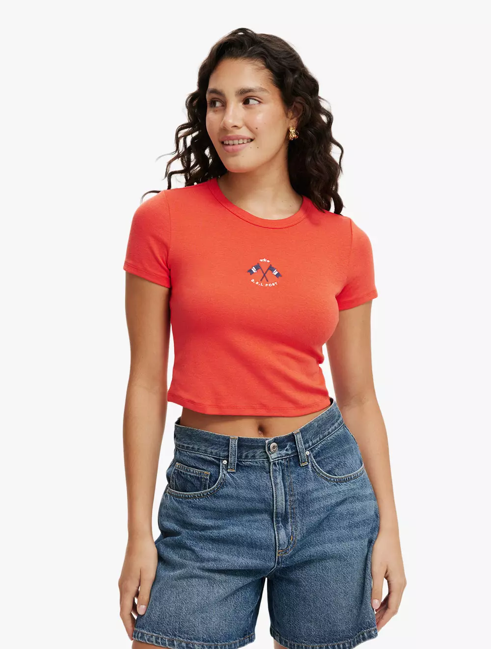 Jual Cotton On Cotton On - GRAPHICS - Crop Fit Graphic Tee - FLAGS ...