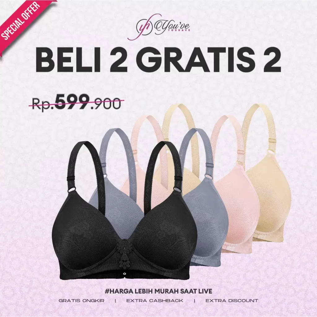 Jual Youhave YOUHAVE PAKET 4 PCS BH WANITA BRA WANITA TANPA KAWAT ...