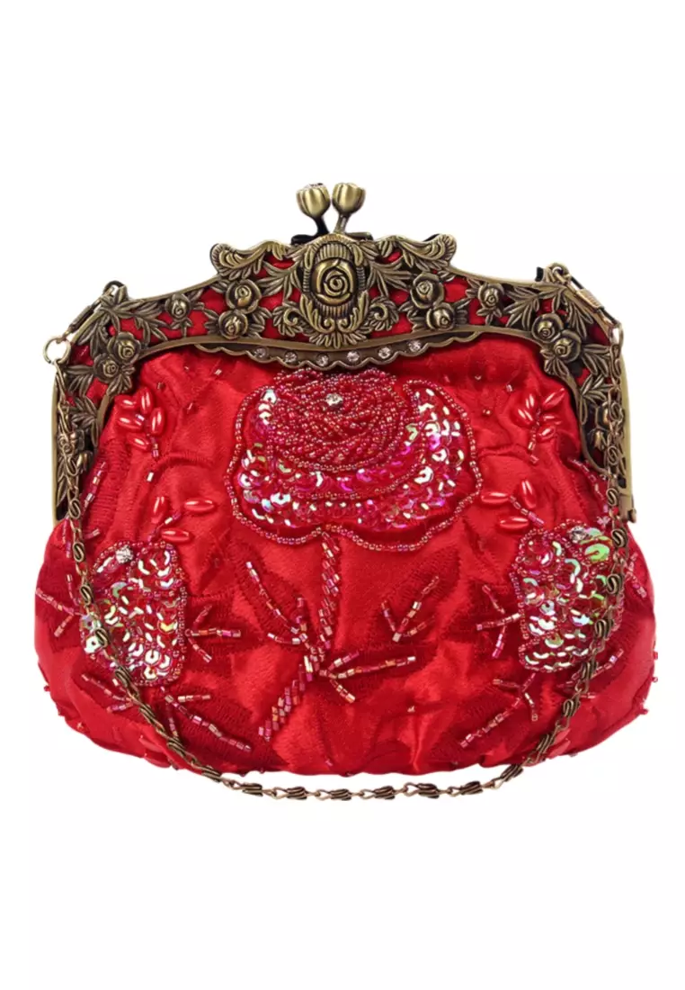 Buy ZITIQUE Vintage bead embroidered clutch bag Online | ZALORA Malaysia