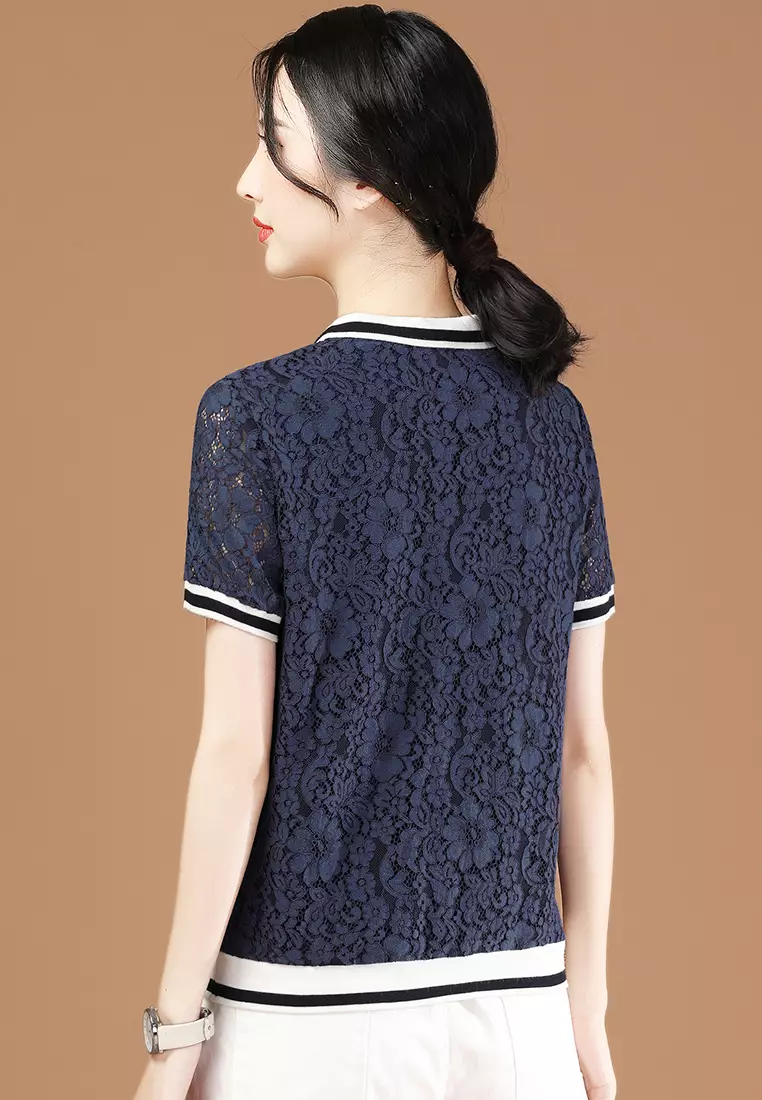 Buy A-IN GIRLS Elegant Lace Chiffon Blouse 2025 Online | ZALORA