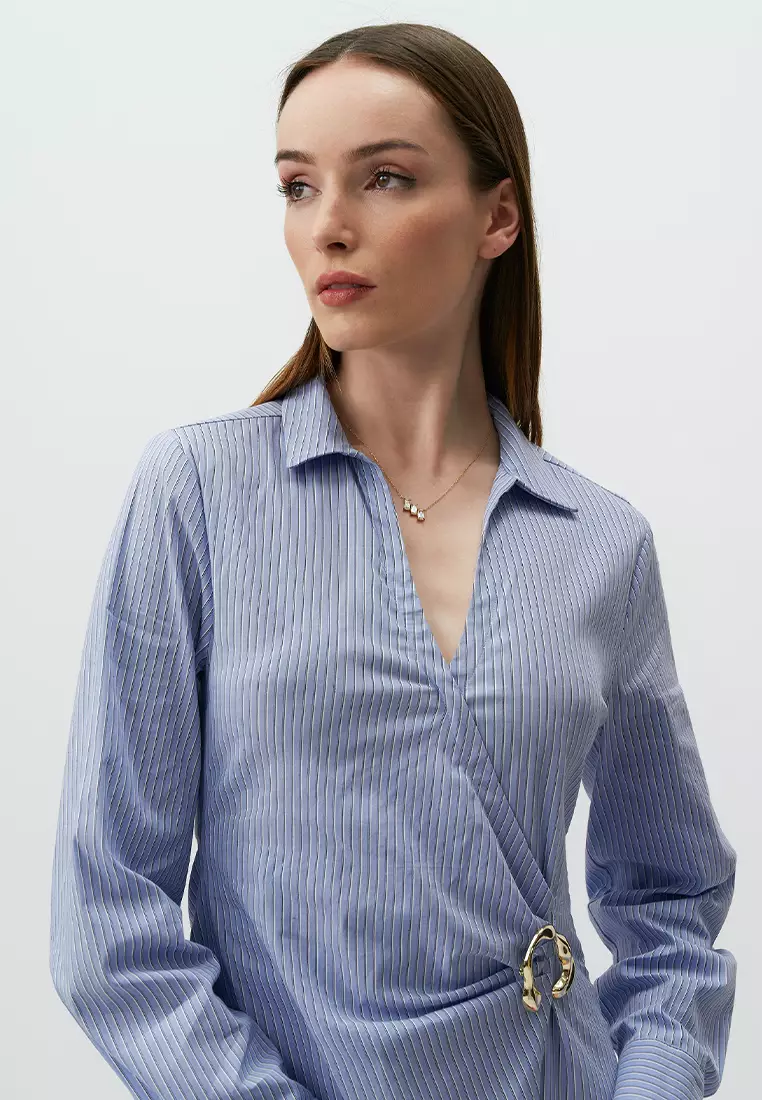 Buy Jimmy Key Jimmy Key Light Blue Shirt Collar Long Sleeve Striped ...