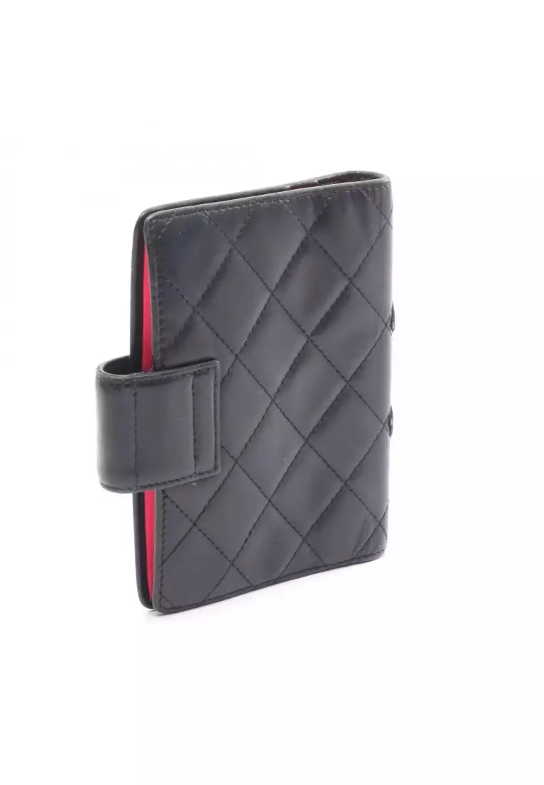 Buy CHANEL Pre-Loved Chanel Cambon line notebook cover lambskin black ...