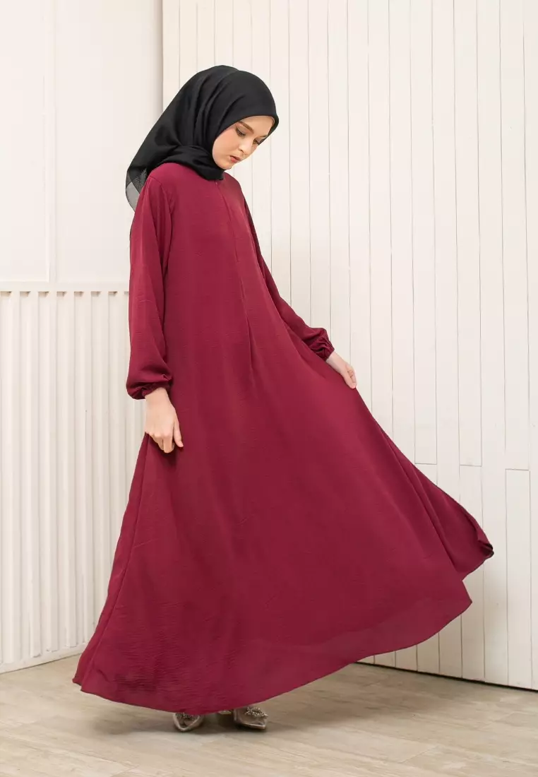 Jual Luma Dawa Luma Dawa Khalifah Basic Dress / Maroon / Basic Abaya Gamis polos dengan kantong ...