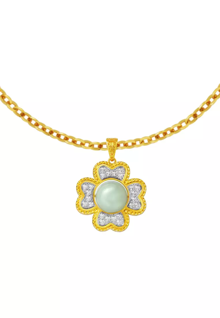 Buy TOMEI TOMEI Diamond Cut Collection Jade Pendant, Yellow Gold 916 ...